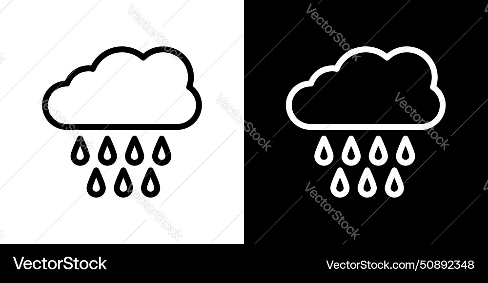 Rainy icon set weather cloud symbol rain Vector Image