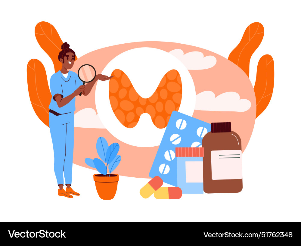 Thyroid treatment concept Royalty Free Vector Image