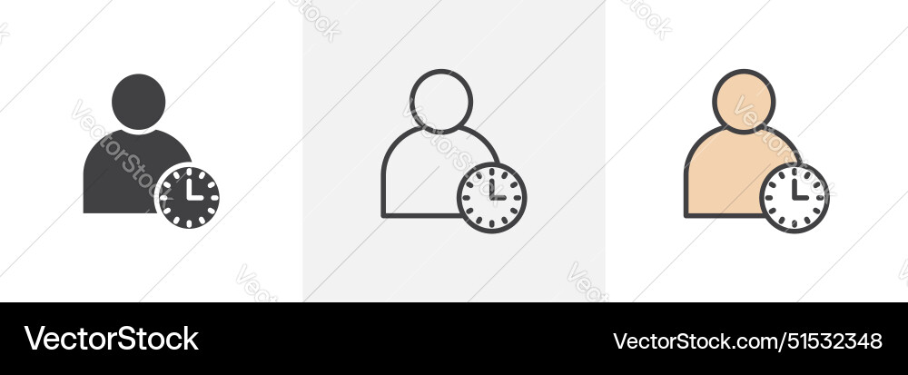 User time icon set person patience symbol man Vector Image