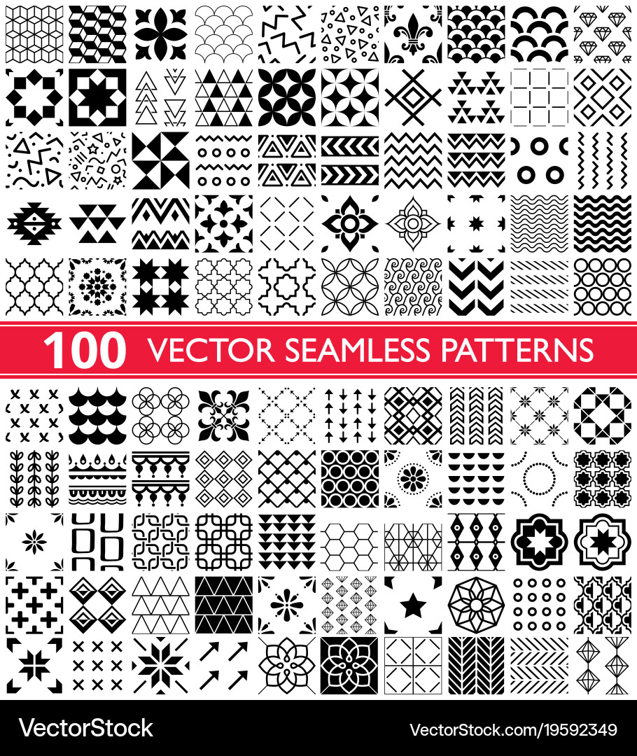 100 Geometric Pattern Collection Royalty Free Vector Image