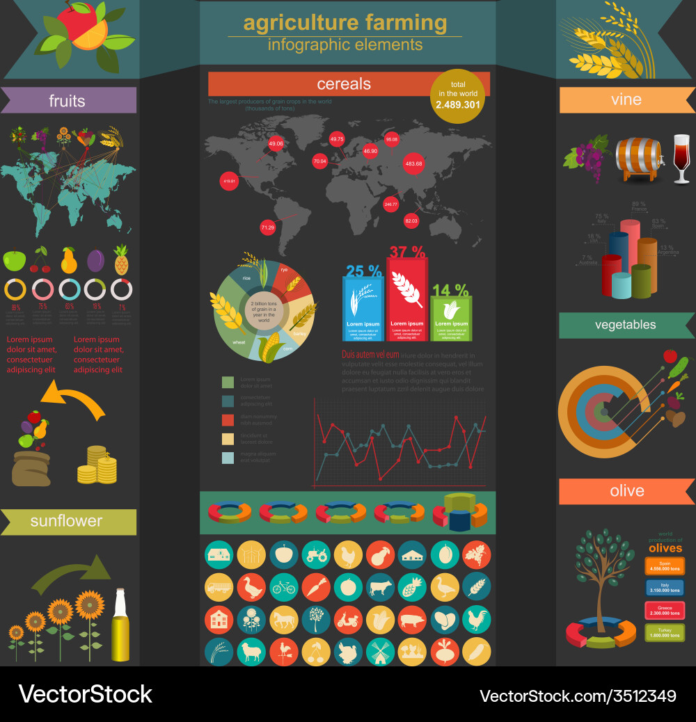 Agriculture farming infographics Royalty Free Vector Image