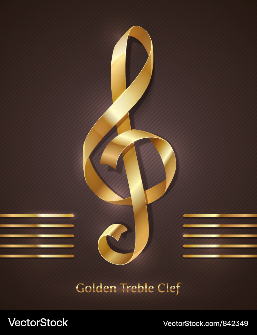 Gold Treble Clef Ribbon Royalty Free Vector Image
