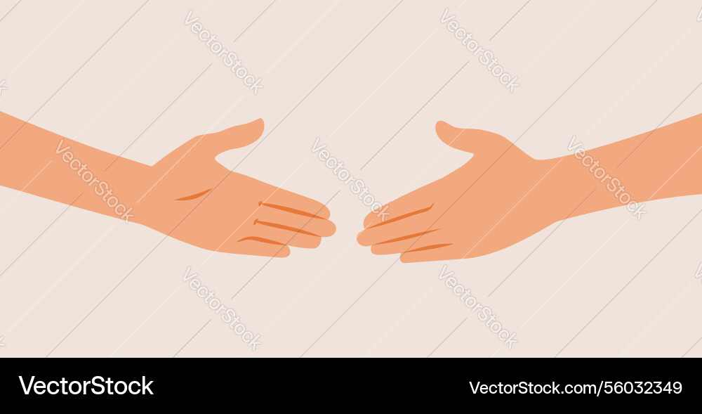 Hands reach out to shake gesture Royalty Free Vector Image