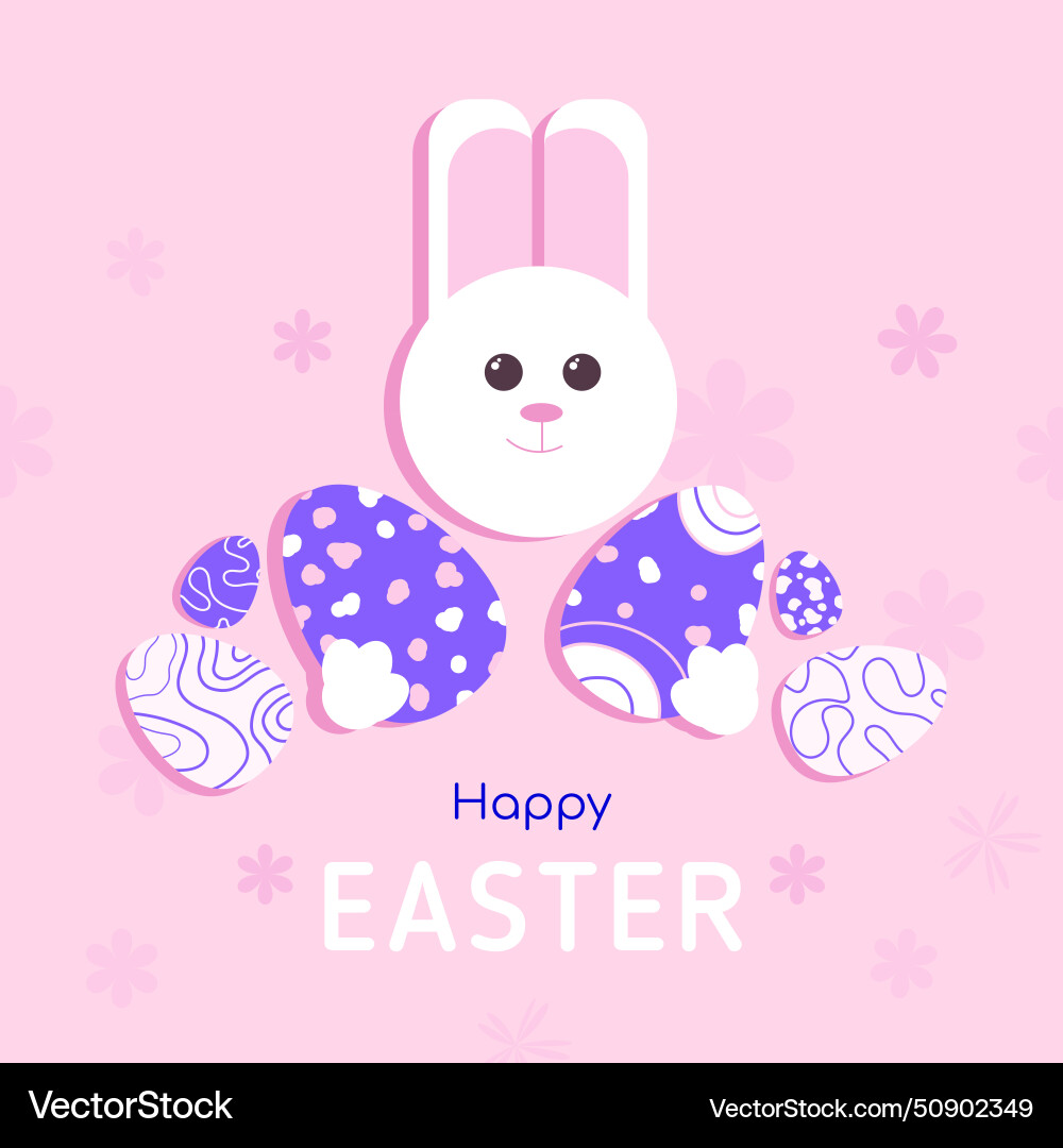 Happy easter holiday with rabbit and painted egg Vector Image