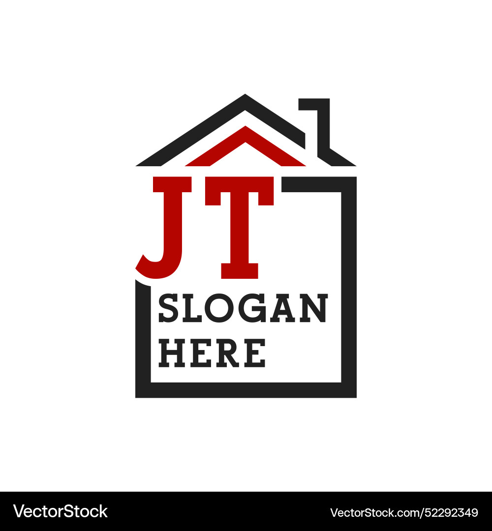 Initial jt house logo for roofing letter real Vector Image