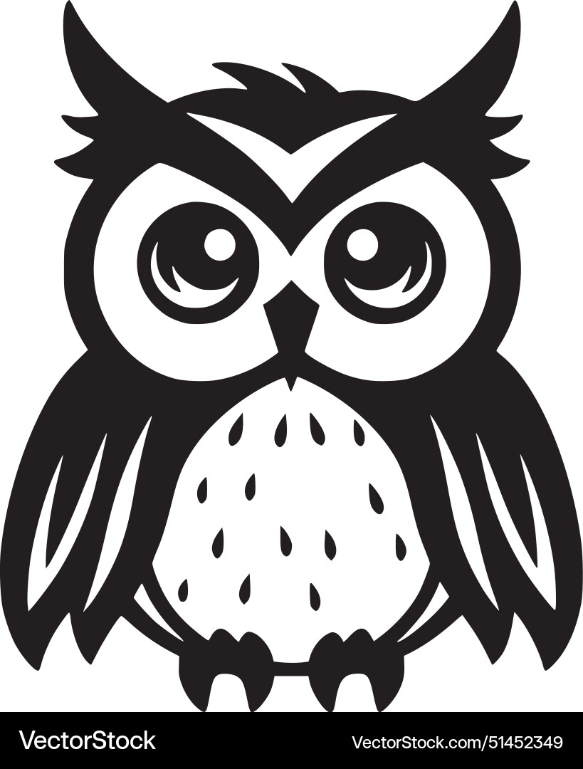 Owl baby - black and white Royalty Free Vector Image