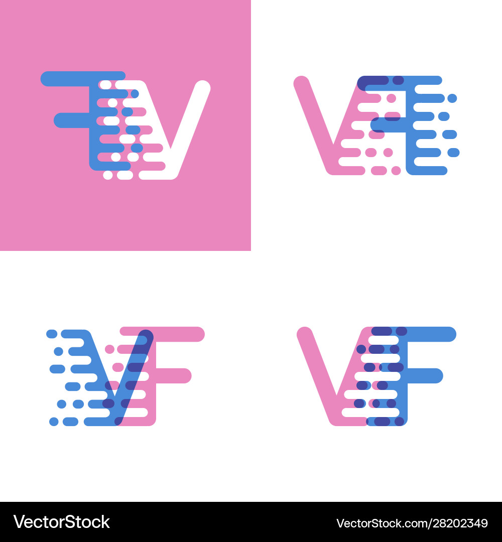 Vf Buchstaben Logo mit Akzent Geschwindigkeit weich rosa