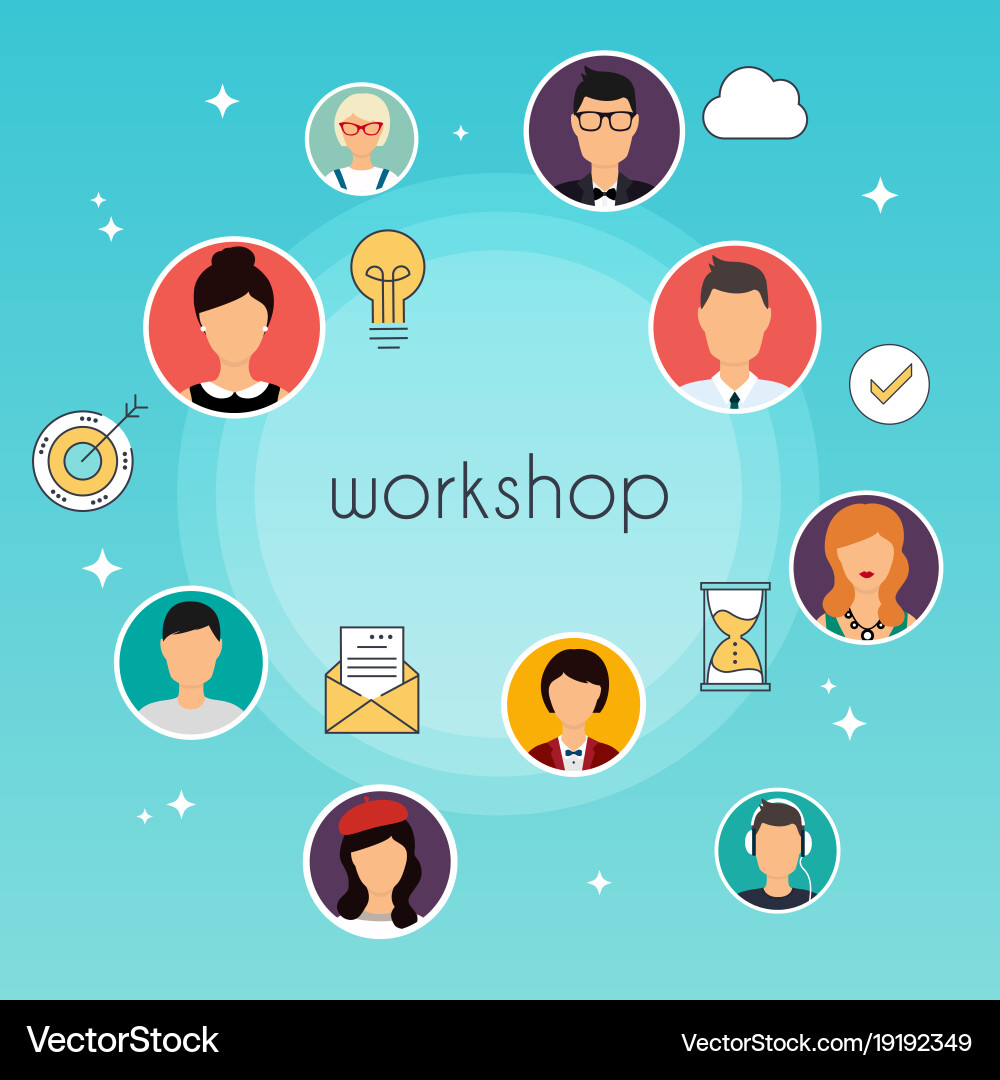Workshop concept team building Royalty Free Vector Image