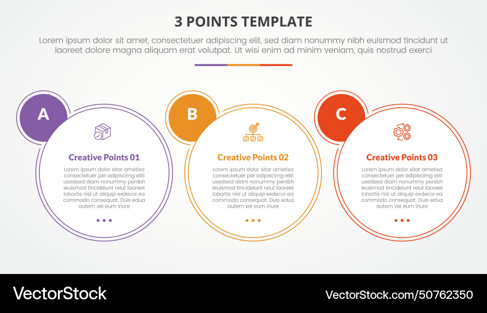 3 points stage template infographic concept Vector Image