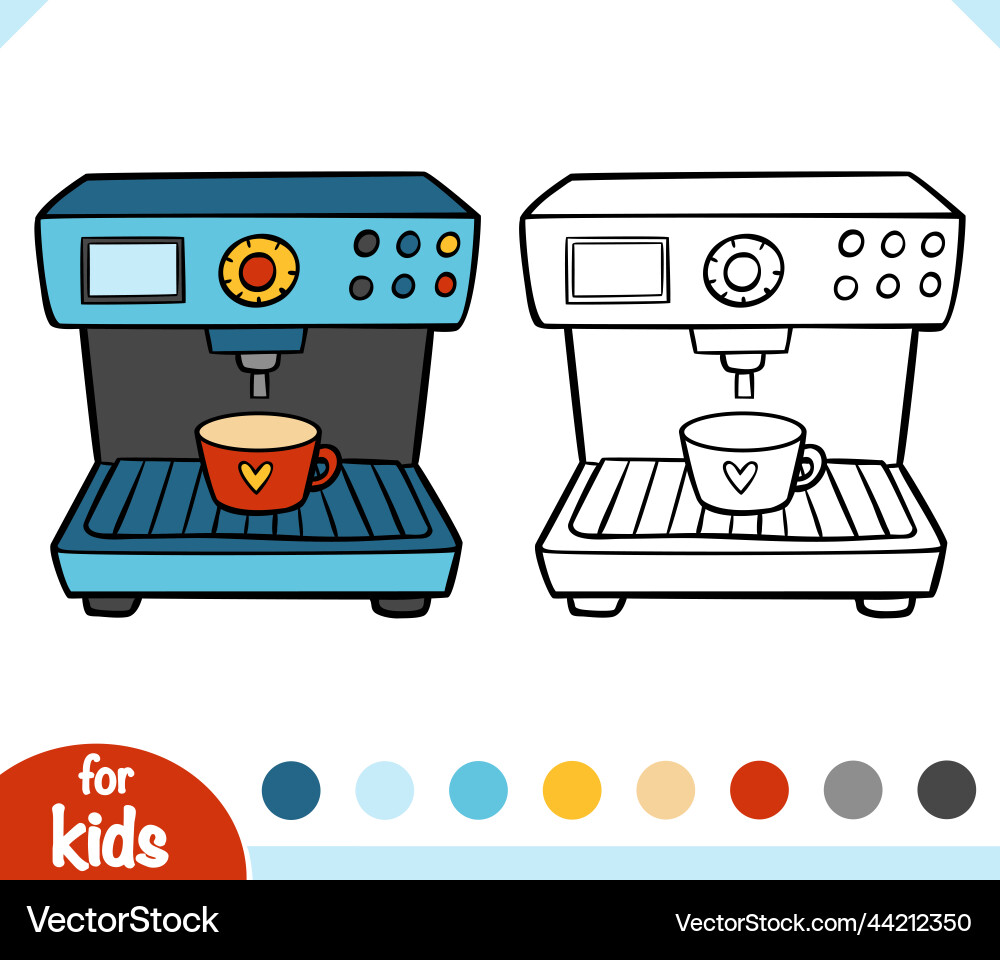Coloring book espresso coffee machine black Vector Image