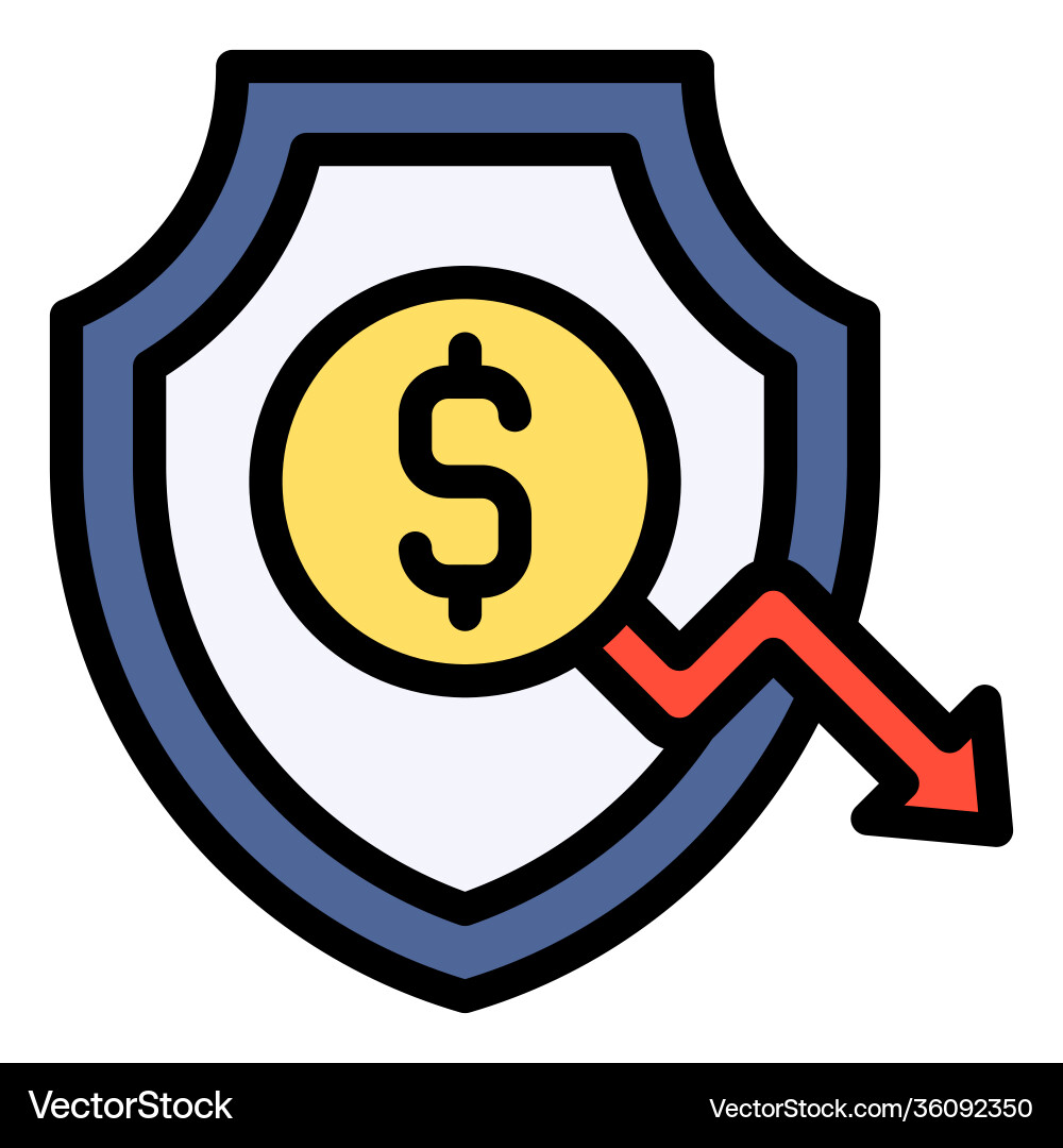 Debt Decrease Shield Icon Royalty Free Vector Image
