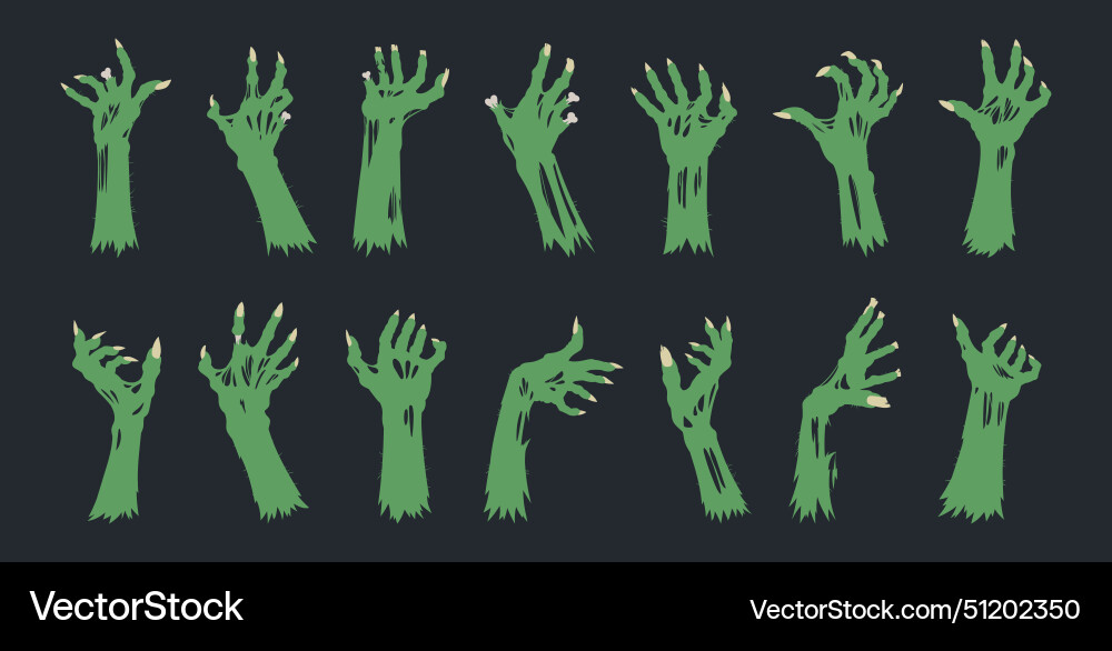 Monsters bony green hands halloween scrawny Vector Image
