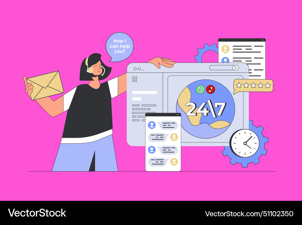 Online support concept in modern flat design Vector Image