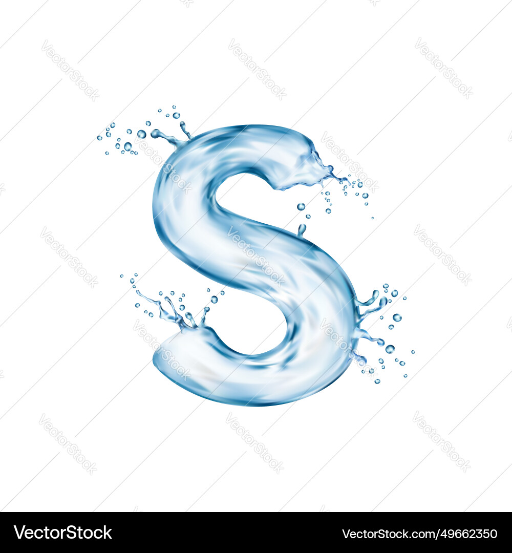 Realistic water font letter aquatic abc Royalty Free Vector