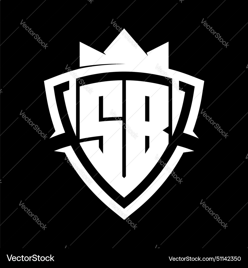 Sb letter monogram with triangle curve shield Vector Image