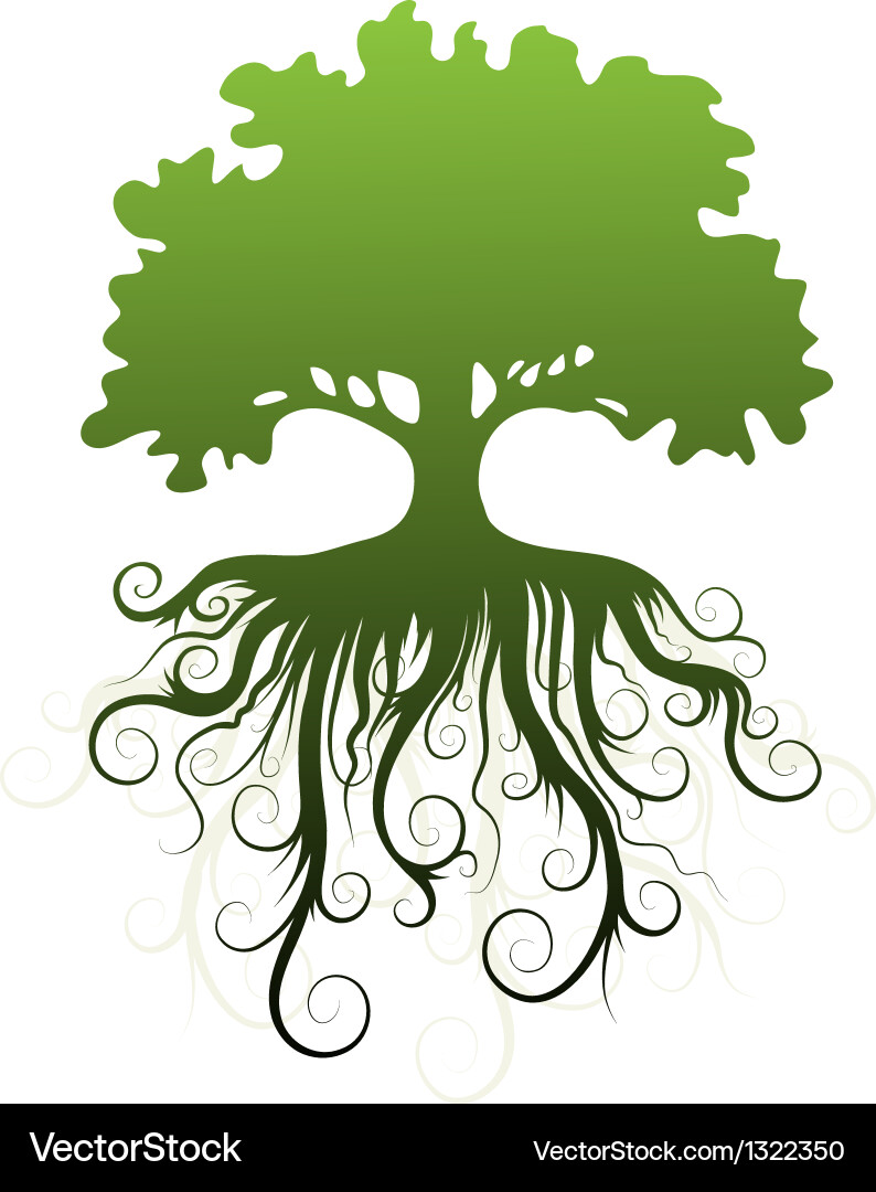 Silhouette of a tree with abstract roots Vector Image