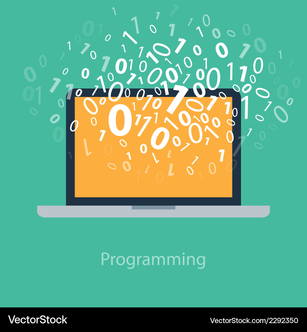 User Programming Coding Binary Code On Notebook Vector Image