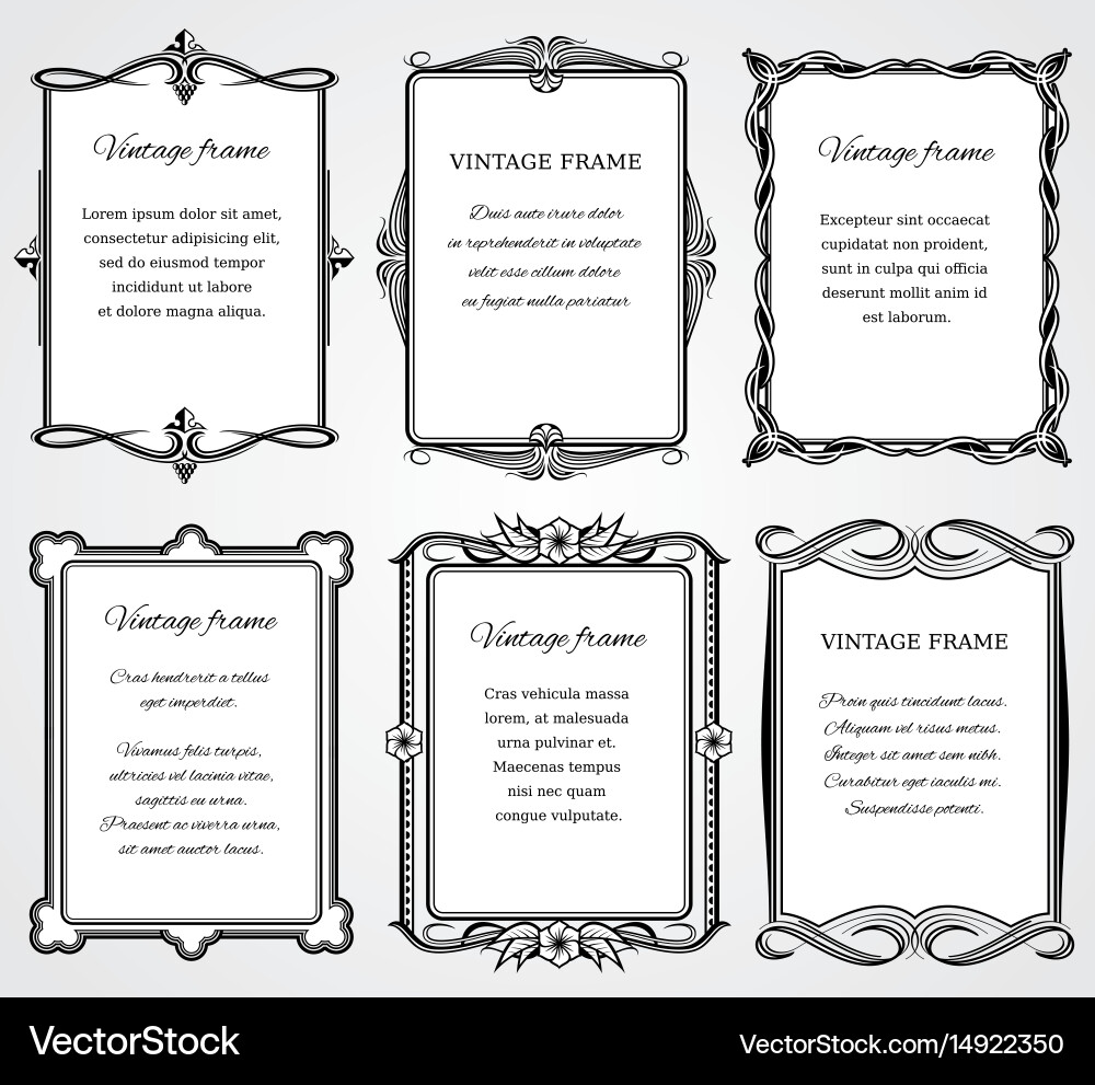 Vintage victorian border frames set Royalty Free Vector