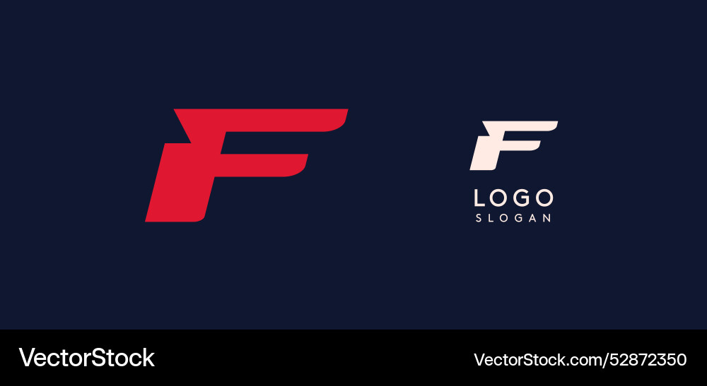 Wide bold red letter f modern dynamic logo Vector Image