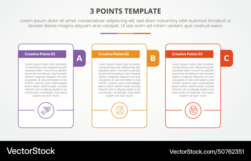 3 points stage template infographic concept Vector Image