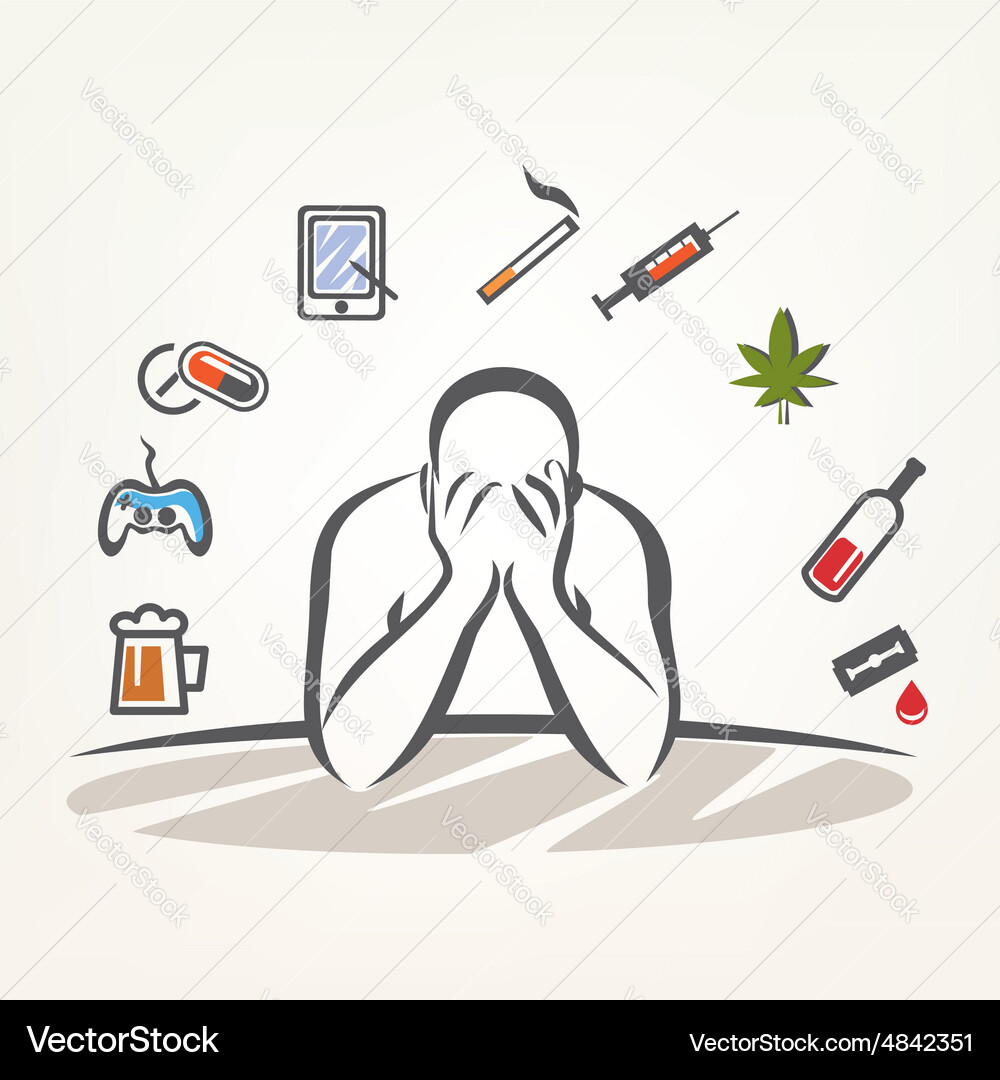 Addiction Symbol Set - Man Figure Royalty Free Vector Image