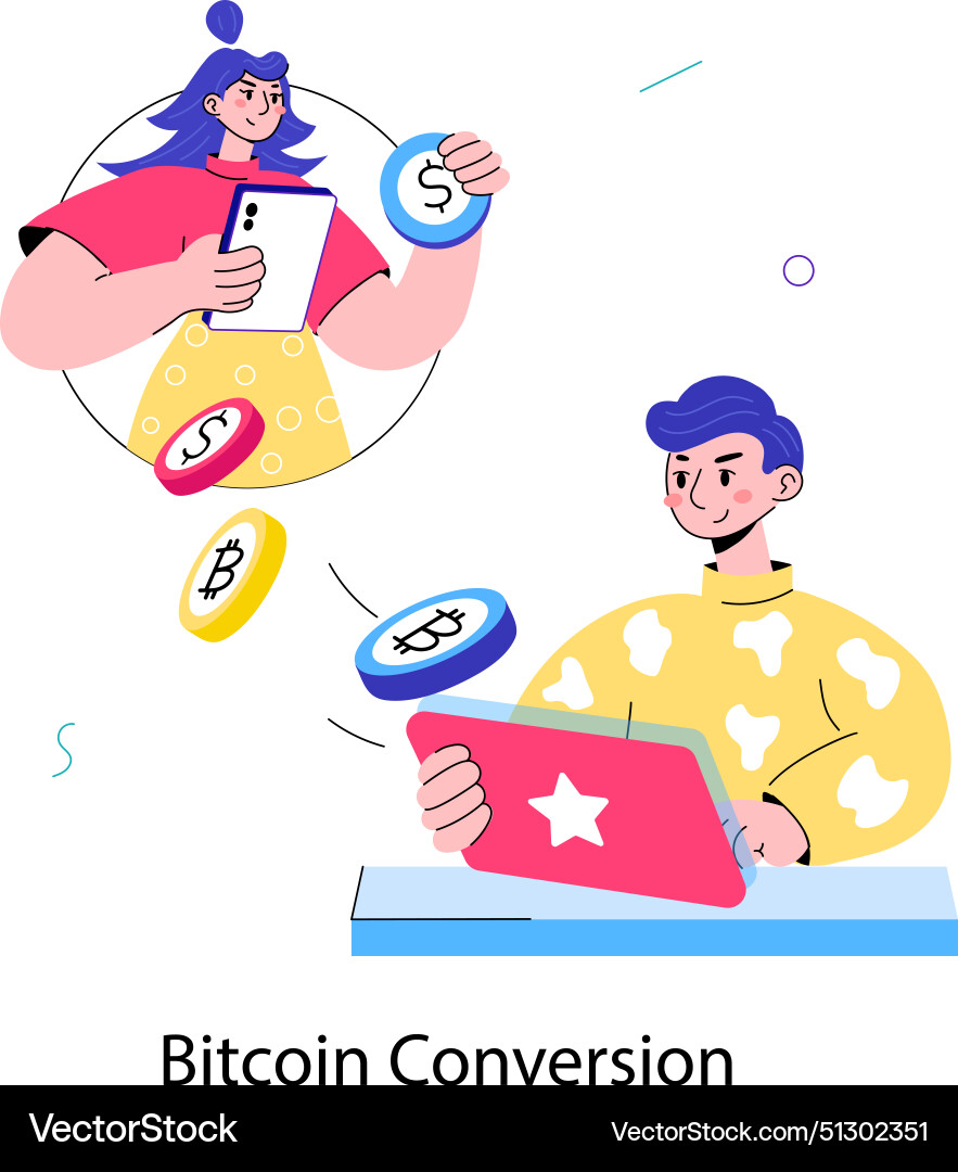 Bitcoin conversion Royalty Free Vector Image - VectorStock