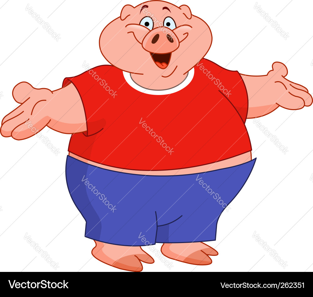 Chubby Pig Raising Arms Royalty Free Vector Image