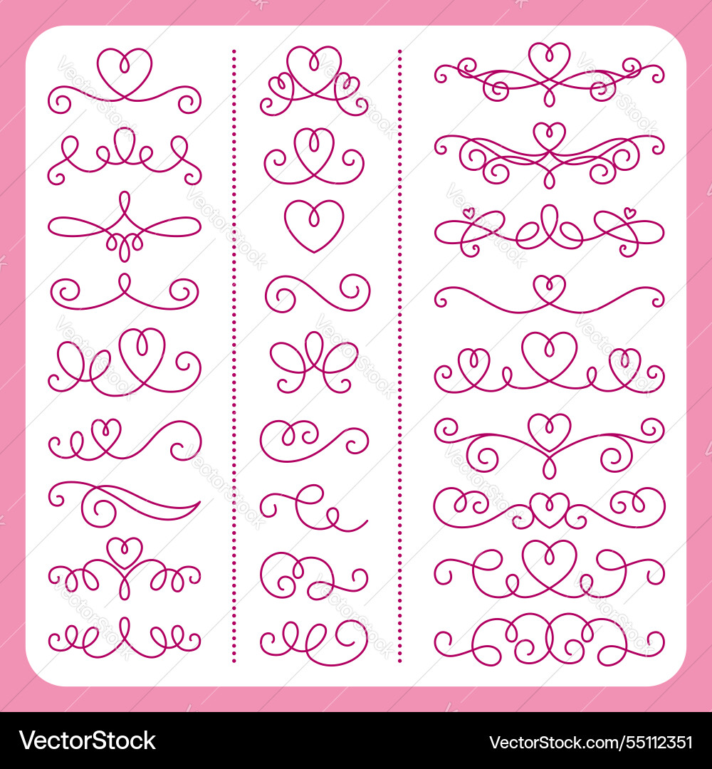 Curly romantic heart doodles Royalty Free Vector Image
