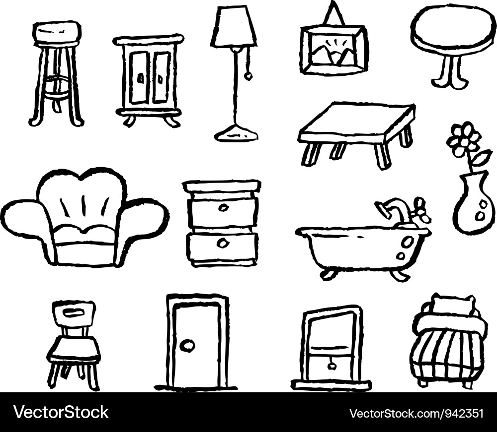 Doodle series furniture Royalty Free Vector Image