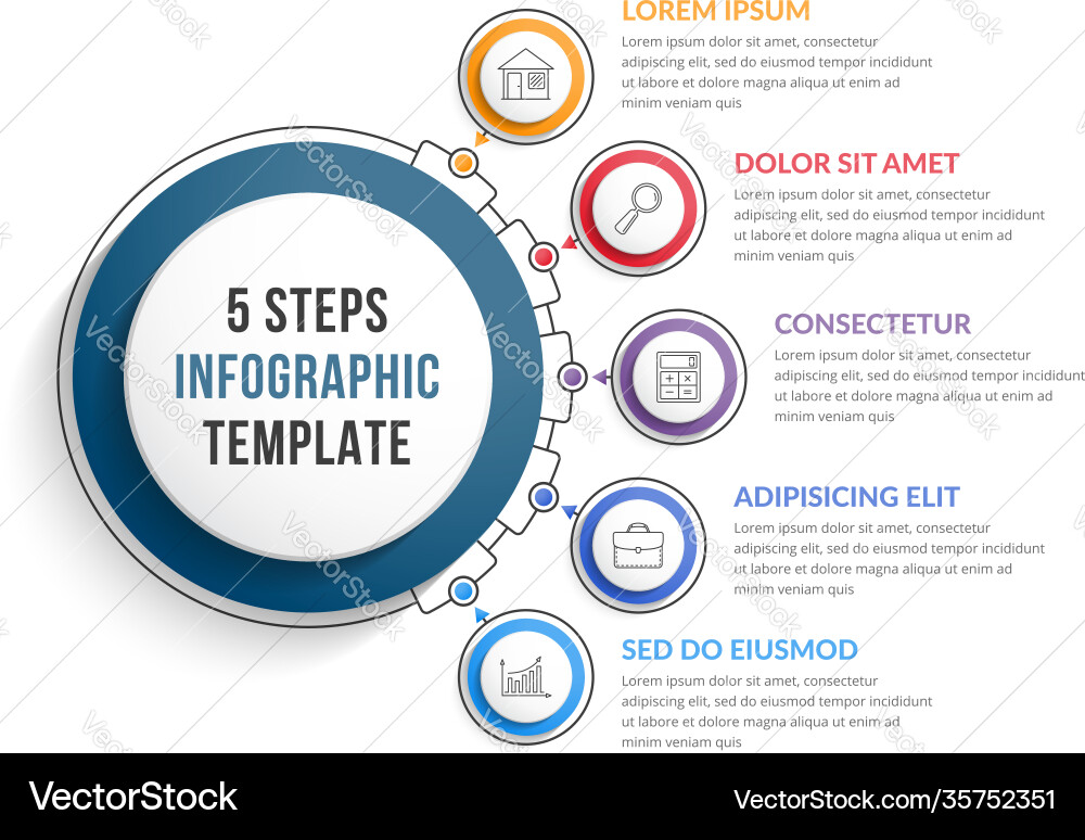 Infographic template with five steps Royalty Free Vector