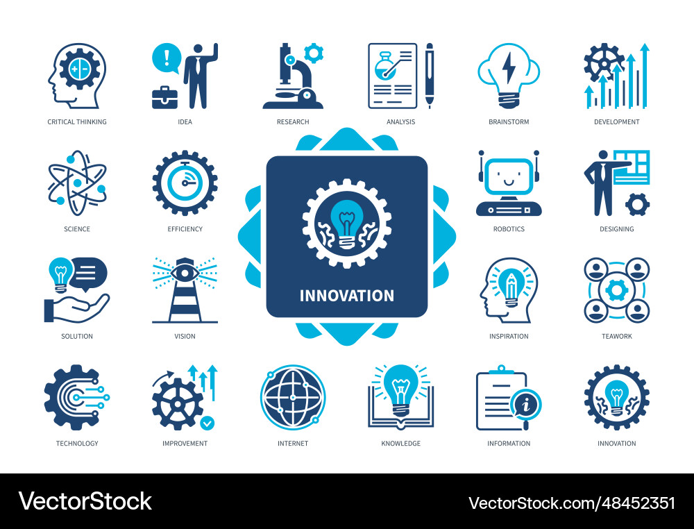 Innovation Icon Set - Solid Style Royalty Free Vector Image