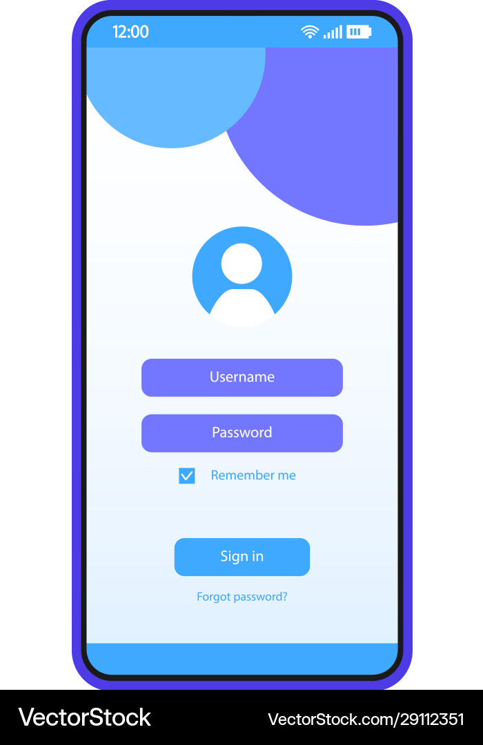 Login page smartphone interface template Vector Image