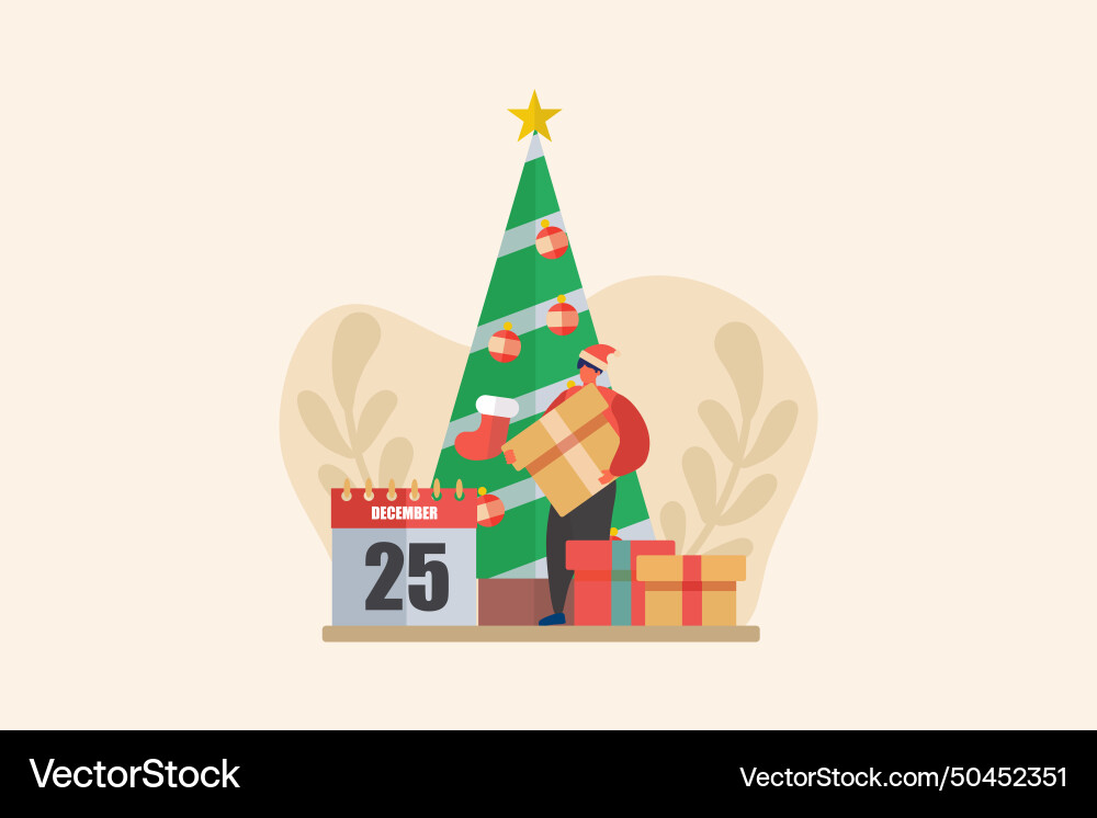 Merry christmas flat design Royalty Free Vector Image