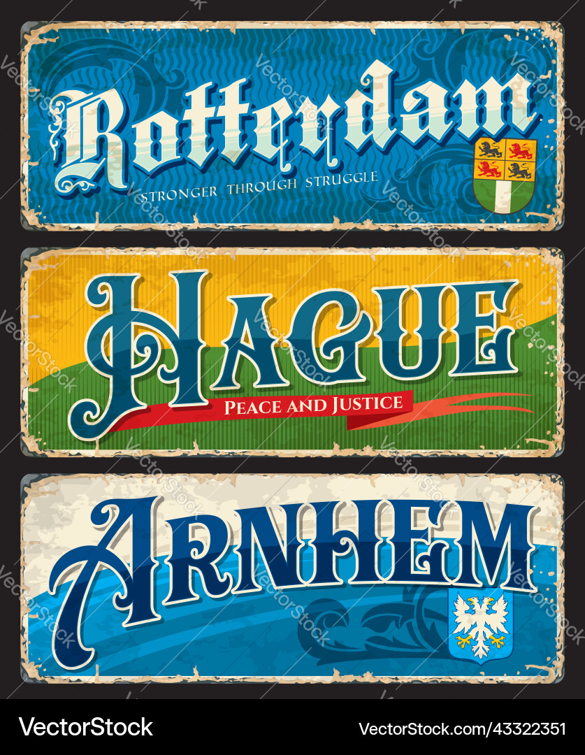 Rotterdam hague arnhem dutch cities stickers Vector Image