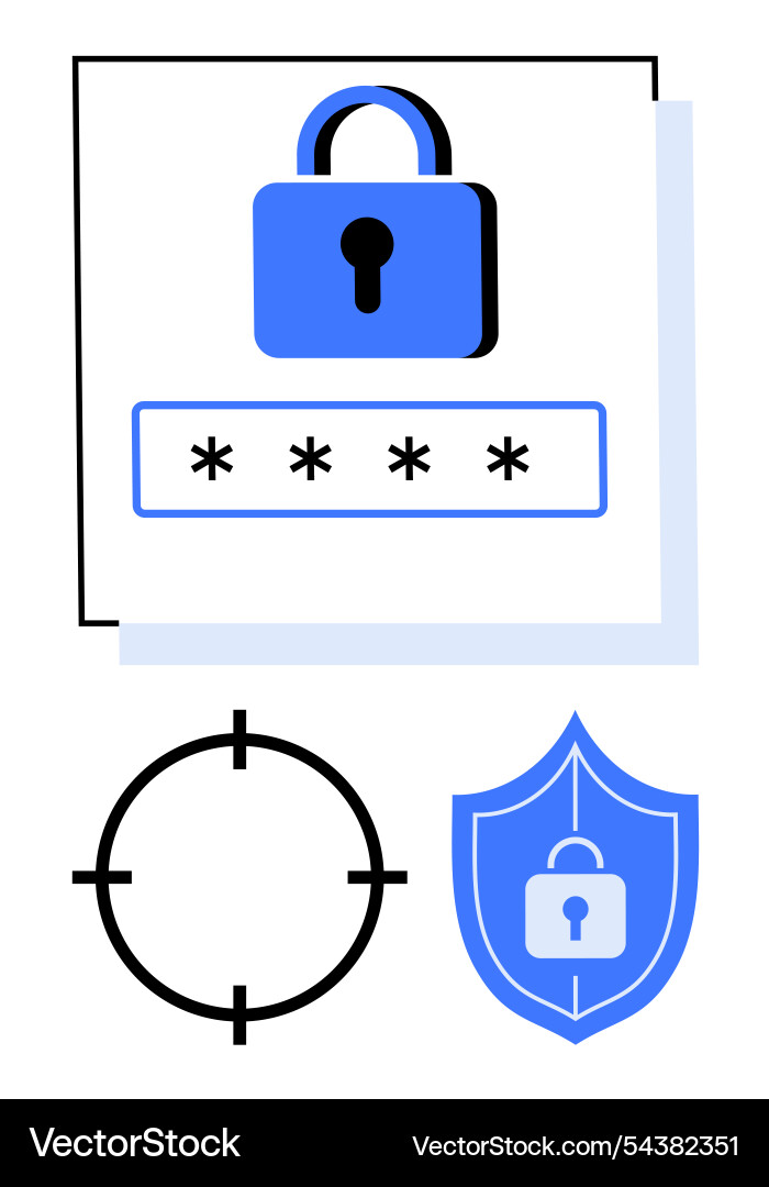 Secure lock password protection targeting and Vector Image