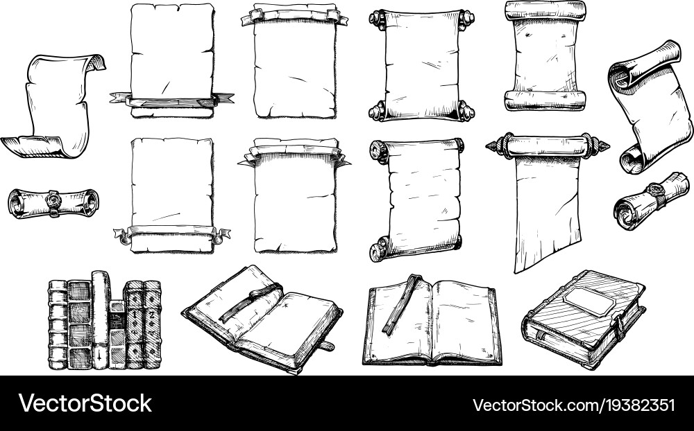 Vintage Scroll & Book Collection Royalty Free Vector