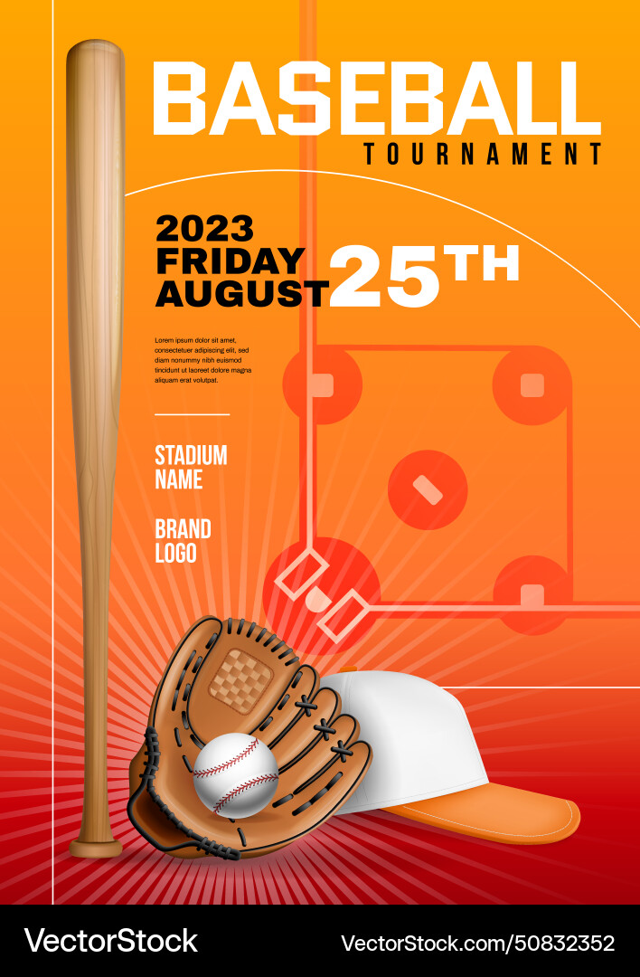 Baseball realistic poster Royalty Free Vector Image