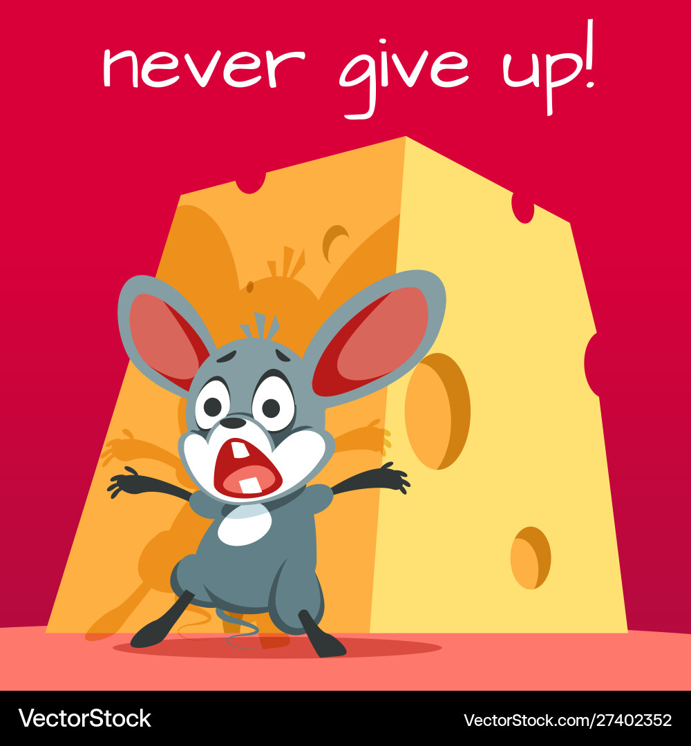 Brave mouse protects his cheese Royalty Free Vector Image