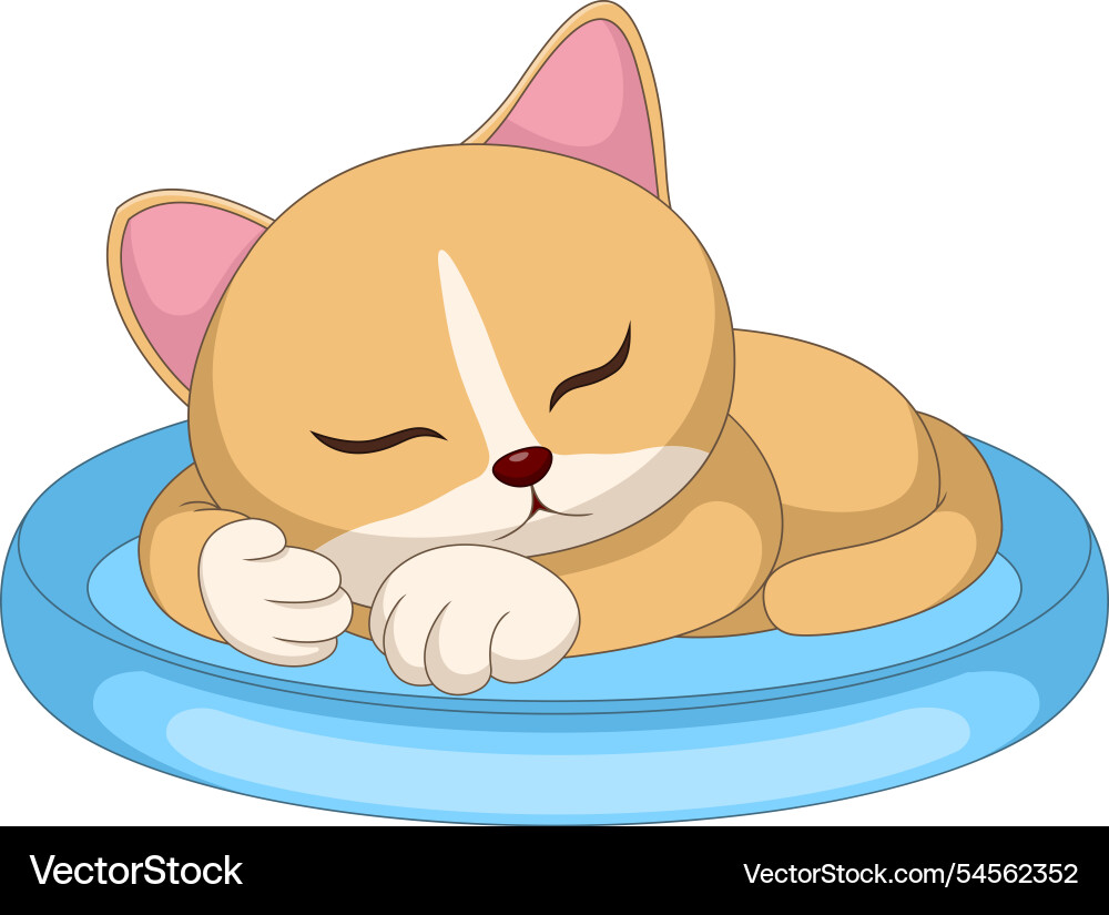 Cartoon cute cat sleeping Royalty Free Vector Image