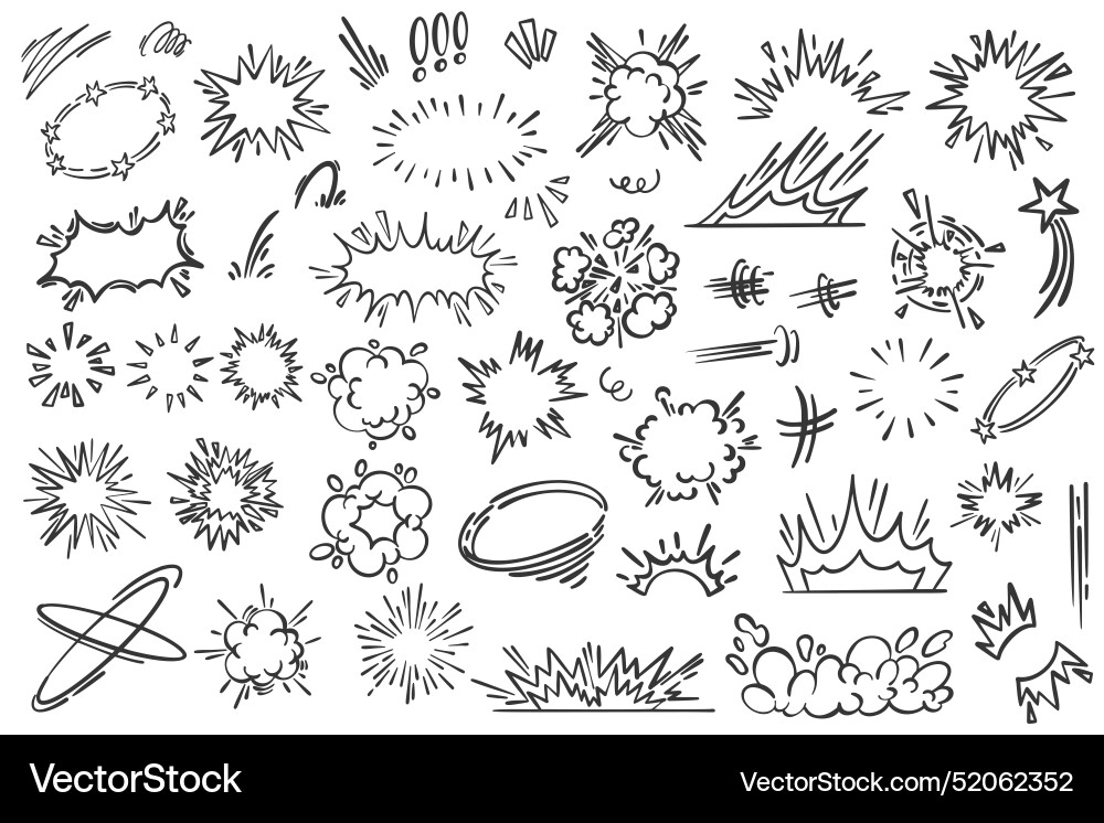 Cartoon lines effects and sparks comic Royalty Free Vector