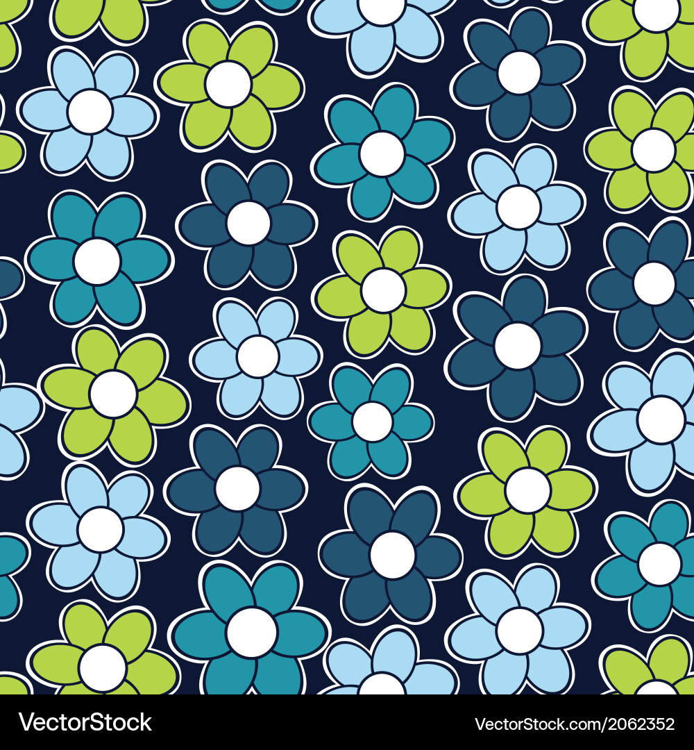 Colorful floral seamless pattern in cartoon style Vector Image