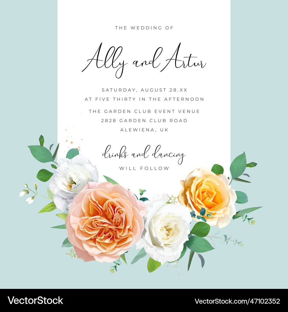 Floral wedding invite save the date card design Vector Image
