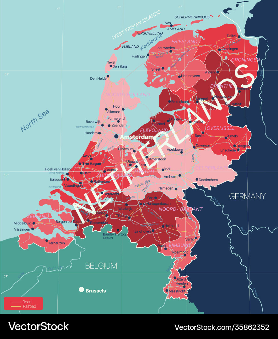 Netherlands country detailed editable map Vector Image