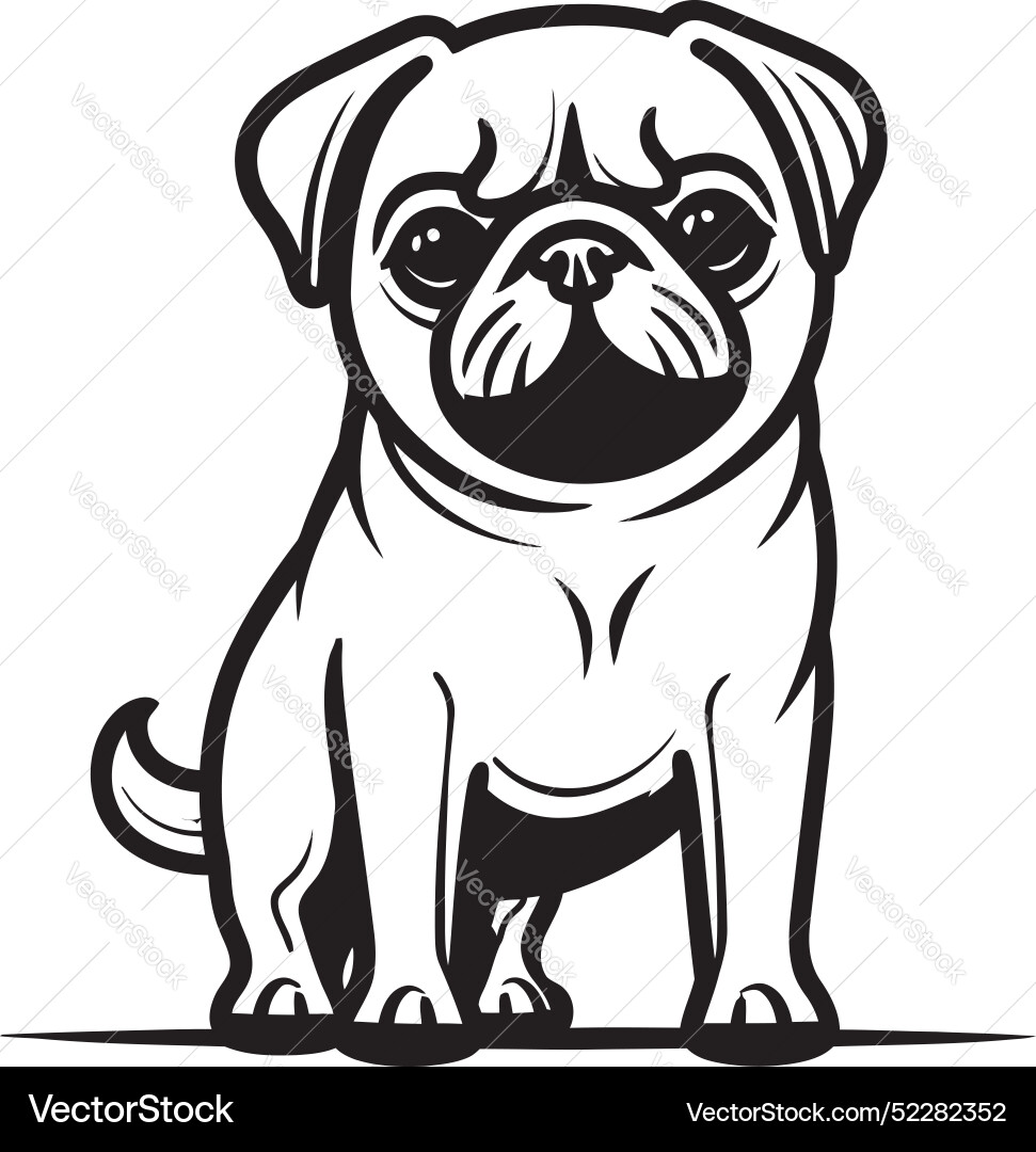 Quirky pug emblem modern black logo cute Vector Image