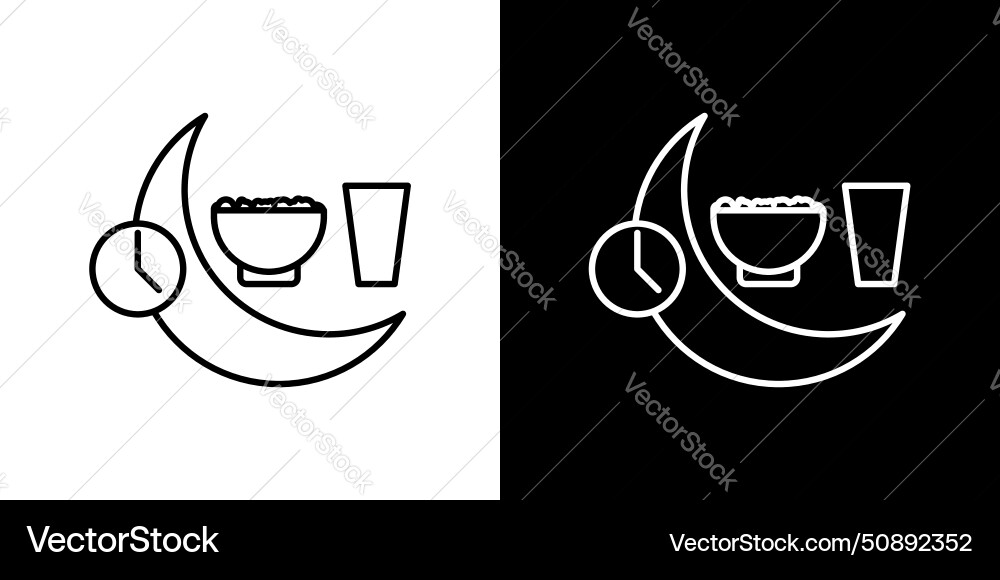 Ramadan iftar icon set after fasting meal date Vector Image