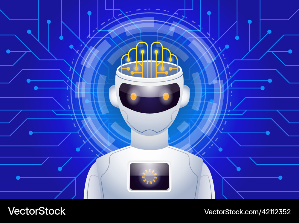 Robot with brain Royalty Free Vector Image - VectorStock