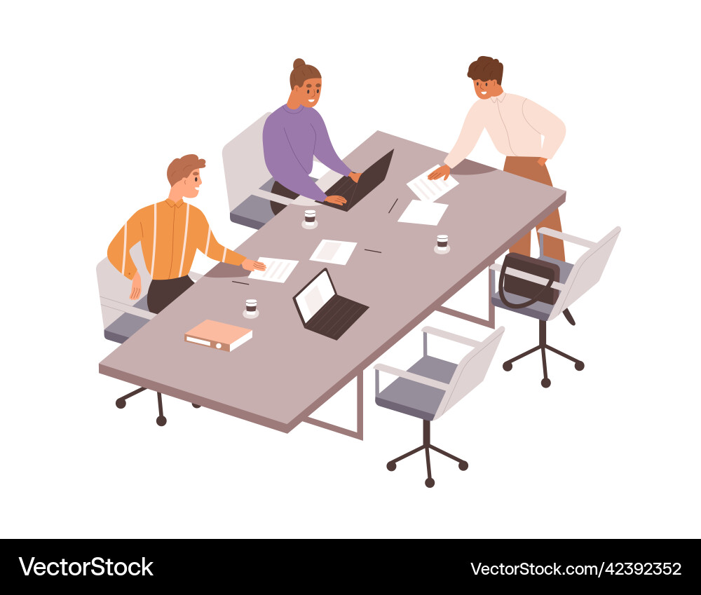 Team at business meeting conference table Vector Image
