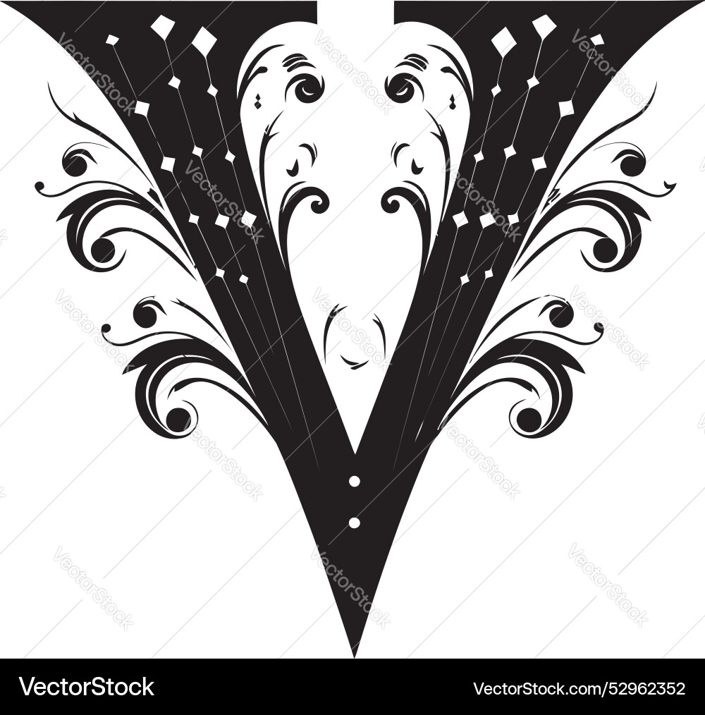 Vivid patterns colorful letter v decor virtuoso Vector Image