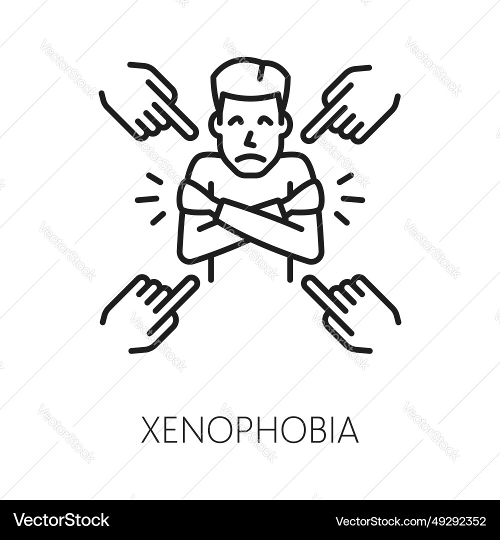 Xenophobia psychology problem thin line icon Vector Image