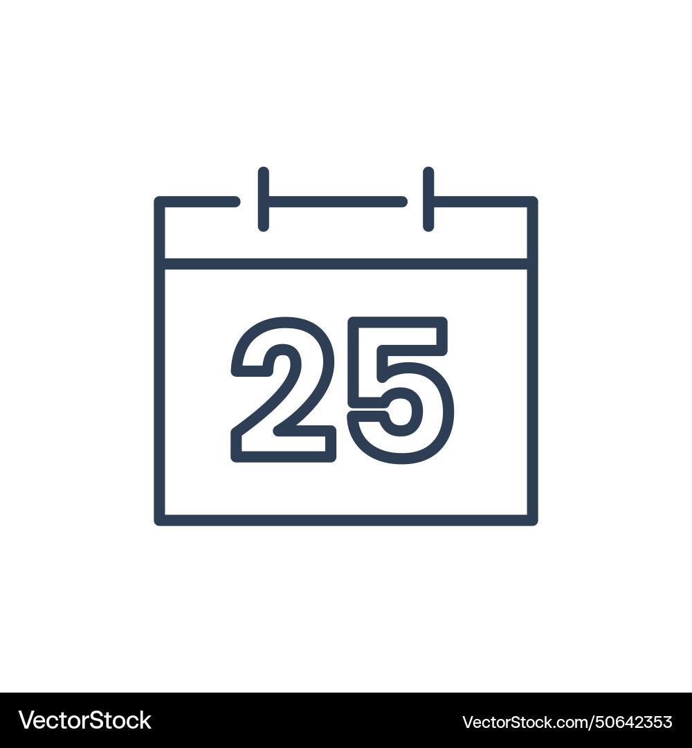 25 calendar icon date for appointment Royalty Free Vector